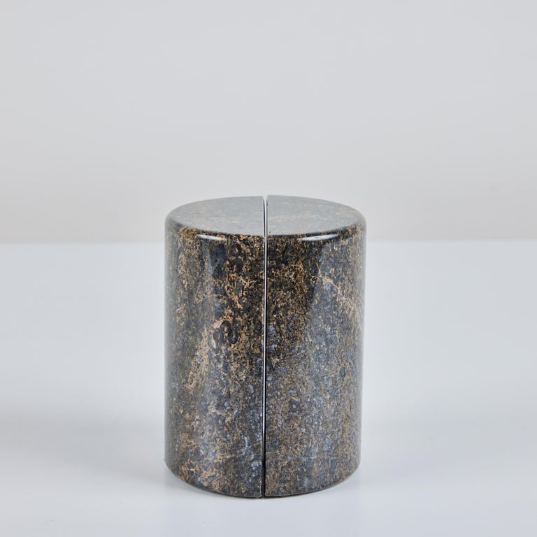 Circular Grey Marble Bookend Set For Sale at 1stDibs