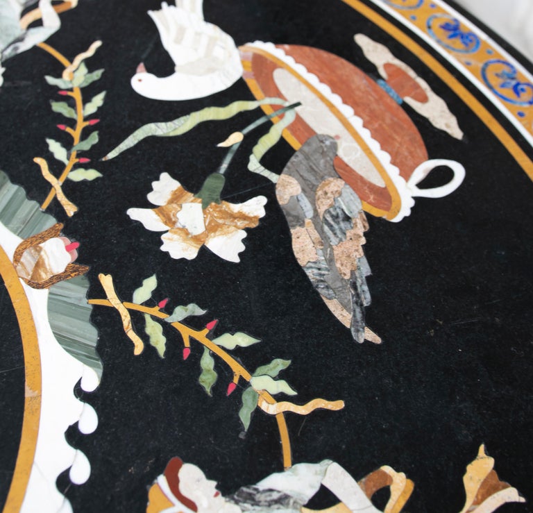 Circular Marble Table Inlaid with Hard Stones of Greek Scenes For Sale ...