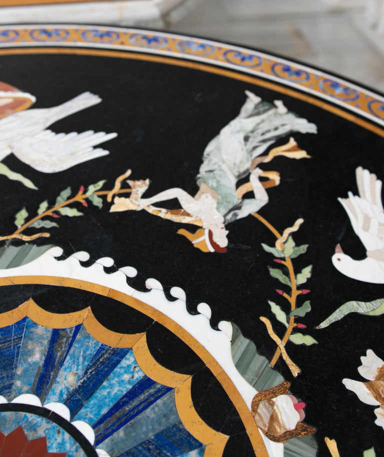 Circular Marble Table Inlaid with Hard Stones of Greek Scenes For Sale ...