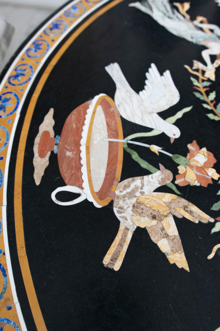 Circular Marble Table Inlaid with Hard Stones of Greek Scenes For Sale ...