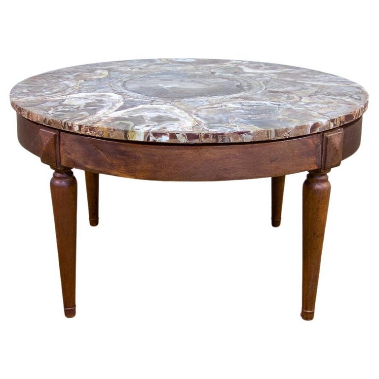 A 19th Century Small Circular Walnut Petrified Wood Low Coffee Table ...
