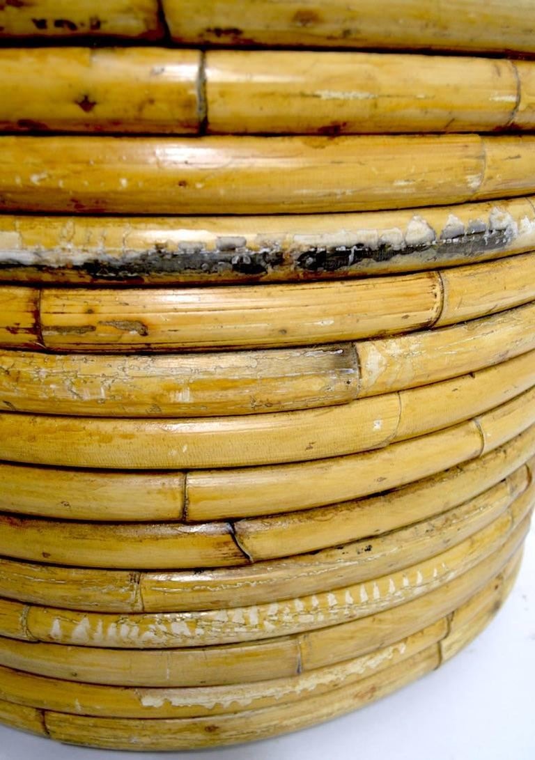 Circular Rattan Bamboo End Table at 1stDibs