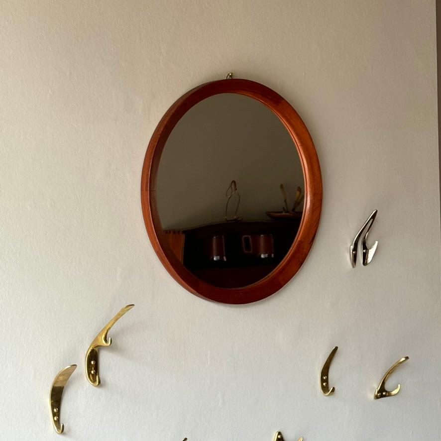 Circular Teak Mirror, Denmark, 1950s For Sale at 1stDibs