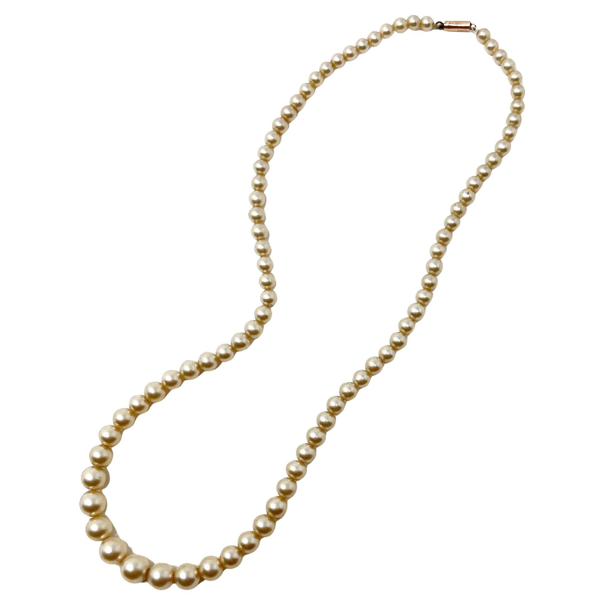 Vintage 18K Gold and 2.5ct Diamond Multi-Strand Pearl Necklace, 1960s ...