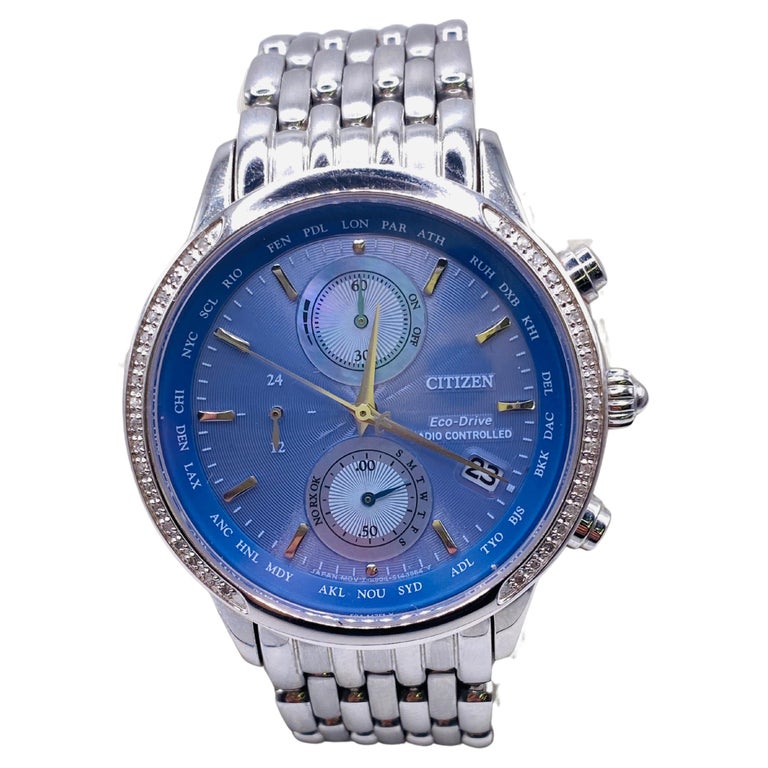 Citizen Eco Drive Radio Controlled Periwinkle Blue Dial Stainless Steel ...