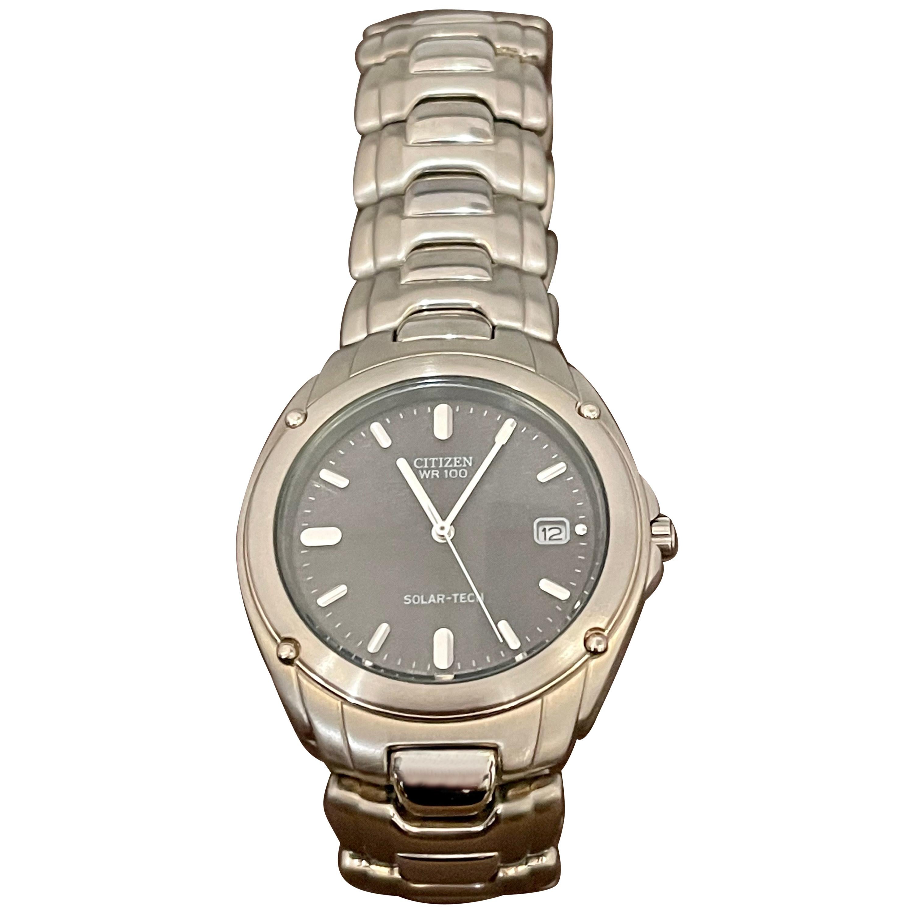 Citizen WR100 Solar Tech Eco Drive Grey Black Dial Men s Watch At 1stDibs Citizen WR100 Solar Tech Eco Drive Grey Black Dial Men s Watch At 1stDibs