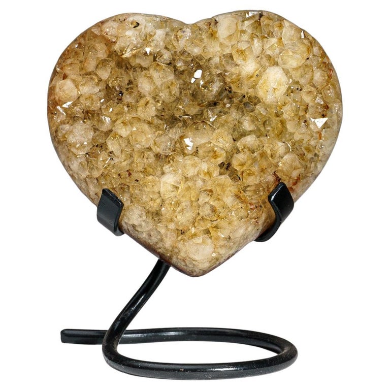 Natural Citrine Crystal Cluster Heart on Metal Stand (1.6 lbs) For Sale ...