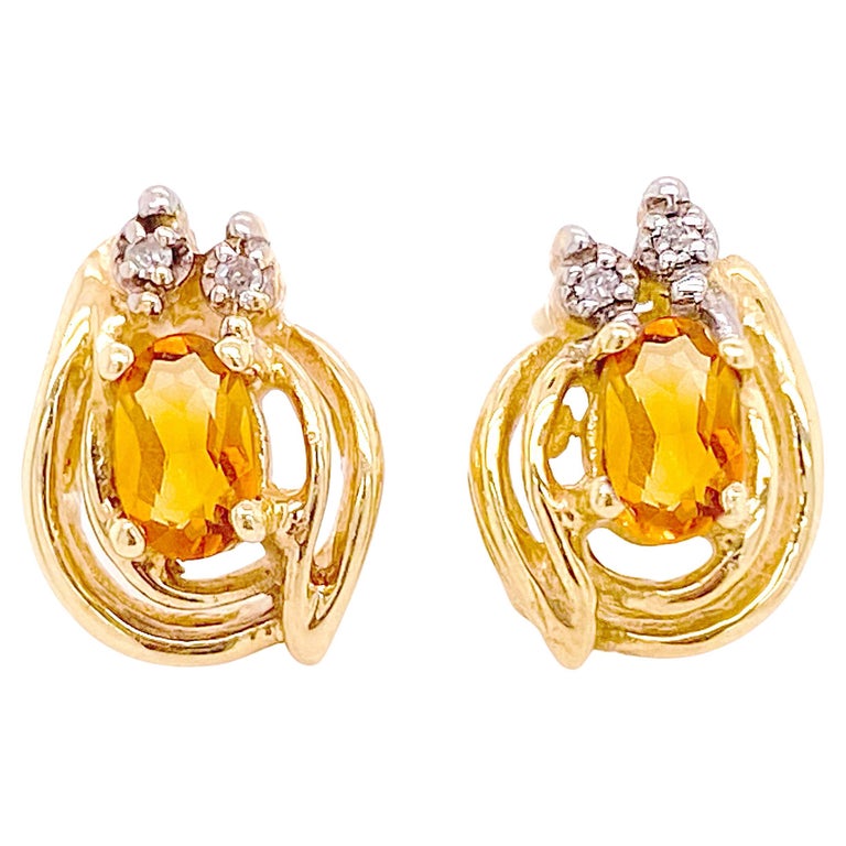 Citrine Diamond Earrings Gold Citrine w Genuine Diamond Accents in 14k ...