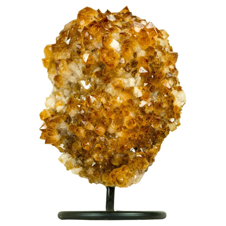 Citrine Flower Crystal Cluster with Deep Orange Druzy on Iron Stand For ...