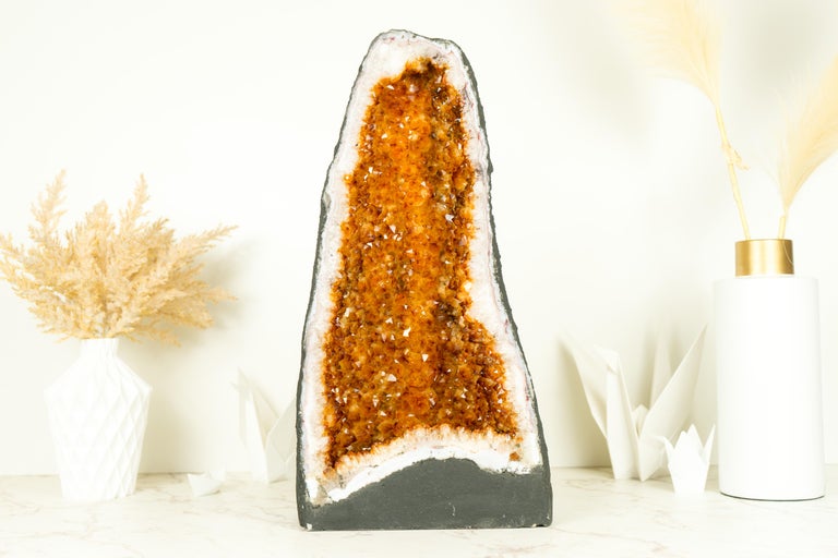 Citrine Geode Cathedral with Sparkling AAA-Grade, Rich Orange Druzy For ...