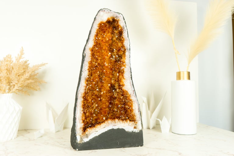 Citrine Geode Cathedral with Sparkling AAA-Grade, Rich Orange Druzy For ...