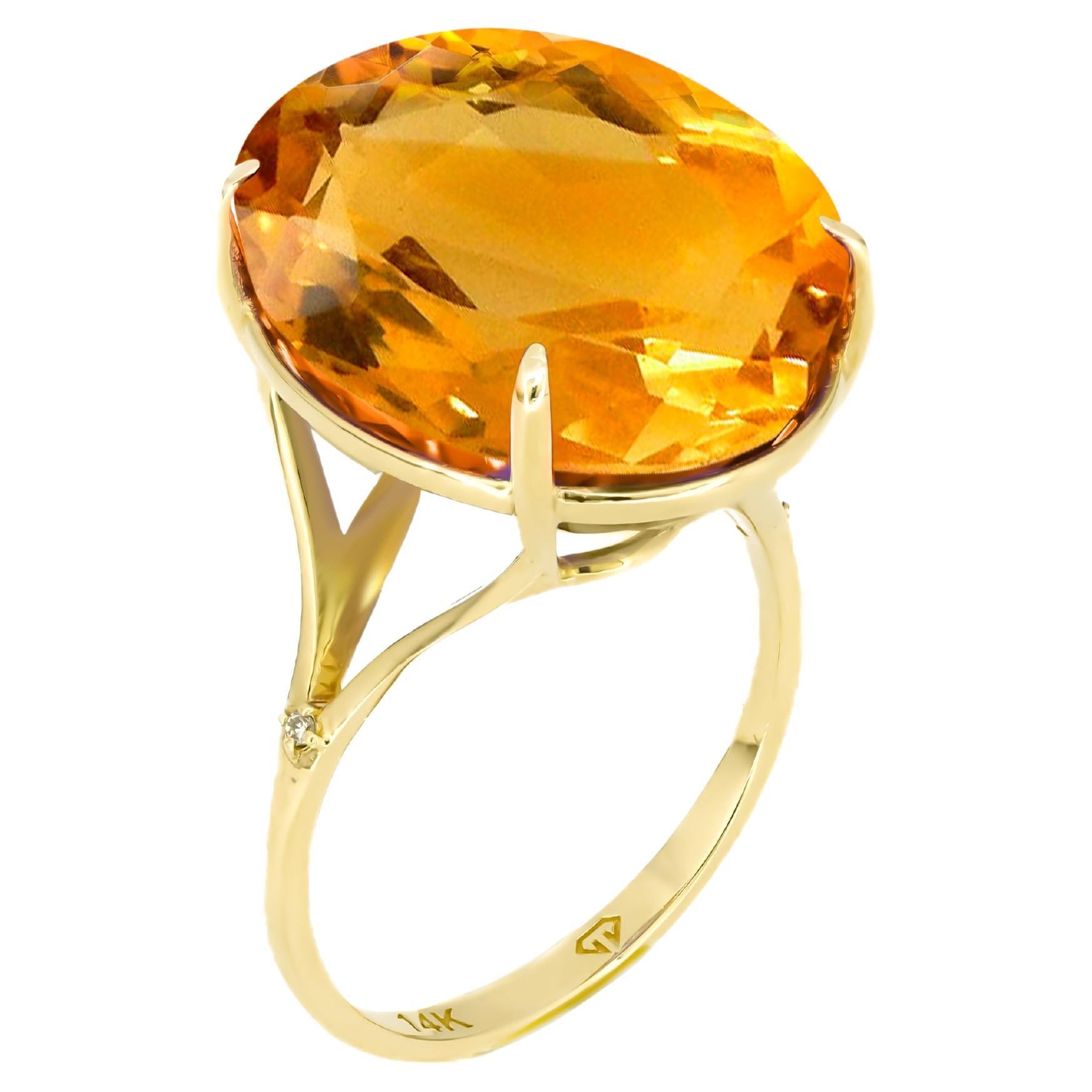 Customizable Citrine Gold Ring, Citrine Cocktail Ring, Oval Citrine ...