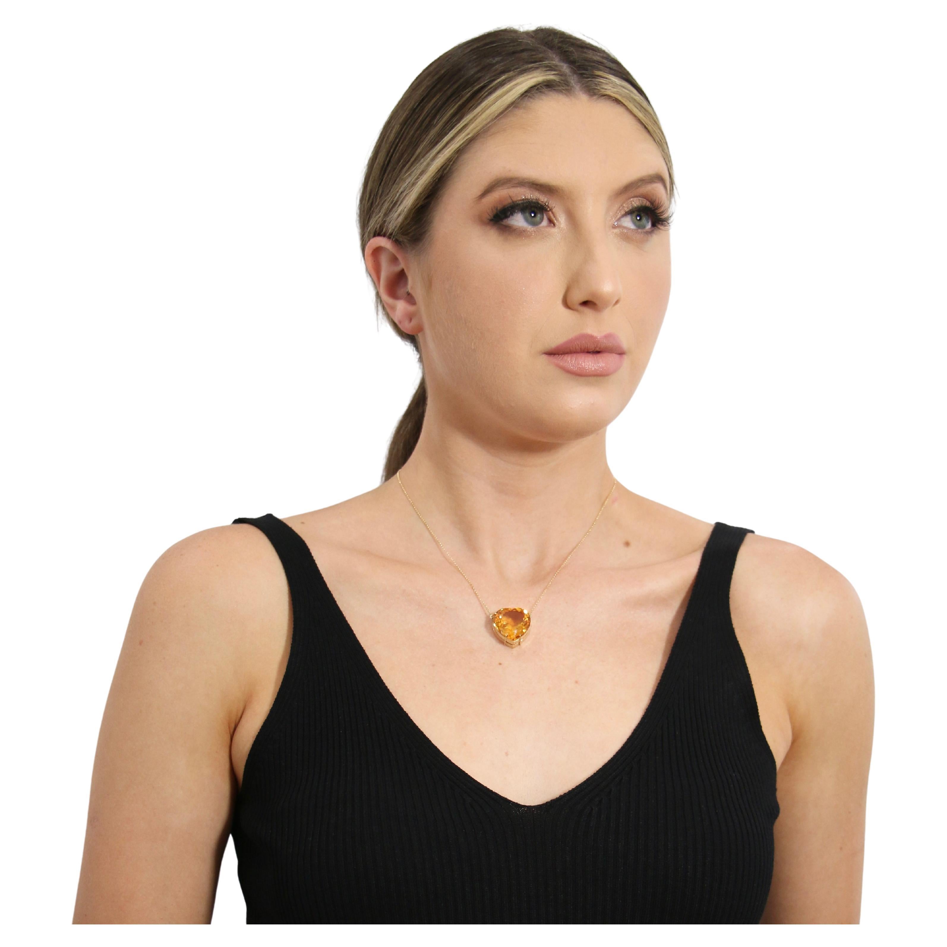 Citrine Heart Necklace - 18K Solid Gold For Sale at 1stDibs
