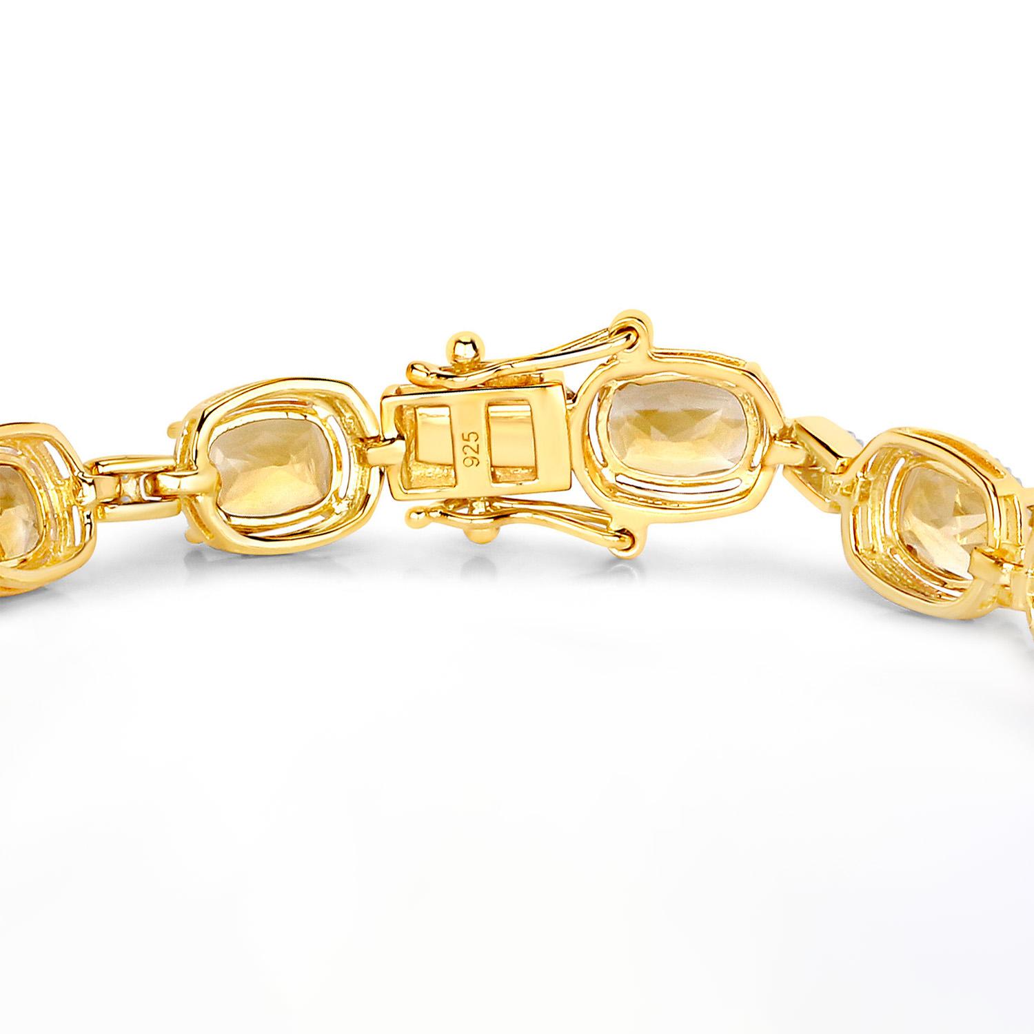 Citrine Tennis Bracelet Diamond Links 14.64 Carats 18K Yellow Gold ...