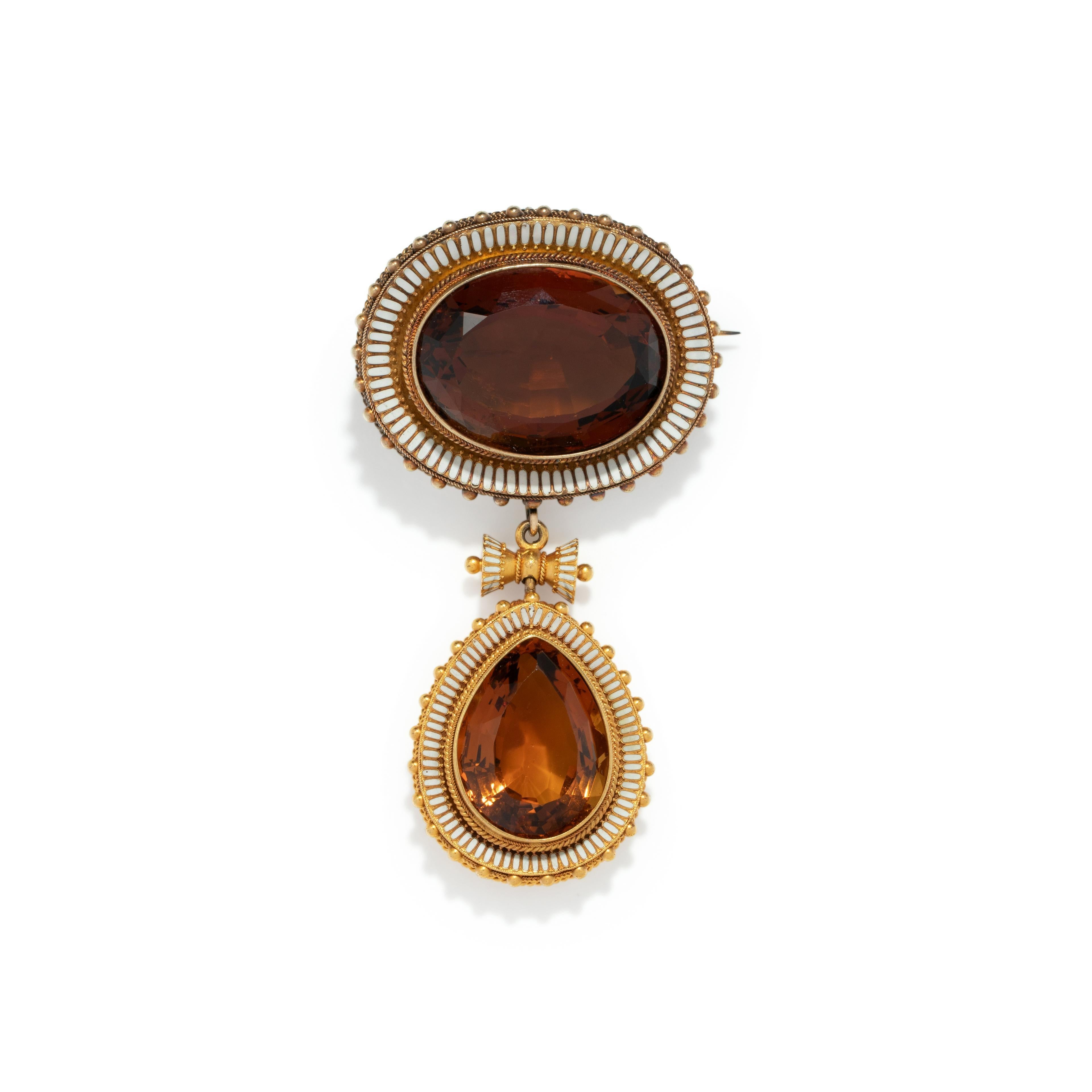 Citrine White Enamel Pendant Brooch Transformer Original Box Virginia ...