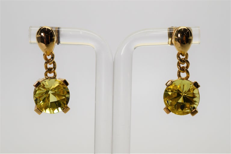 Citrine Yellow Gold Drop Earrings For Sale at 1stDibs
