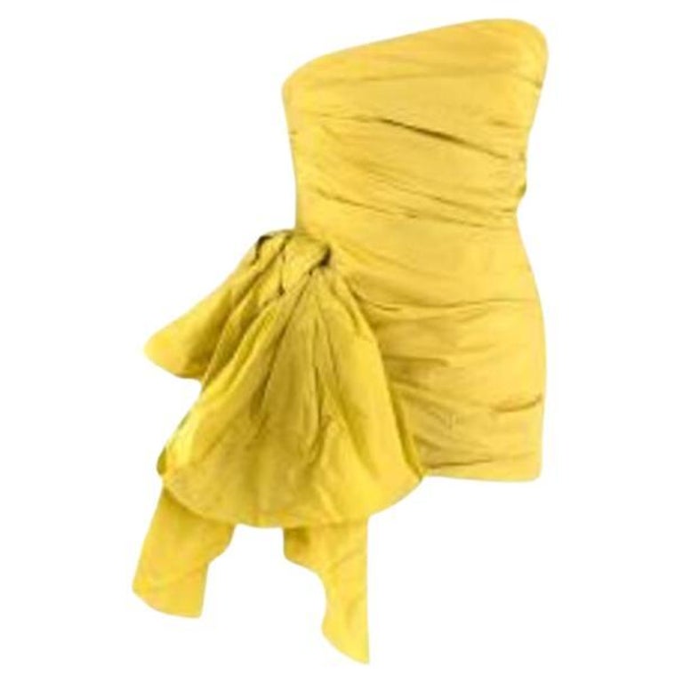 Citrine Yellow Silk Draped Top with Side Large Bow For Sale at 1stDibs