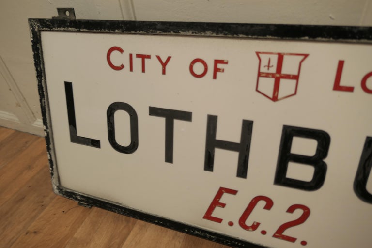 City of London Glass Edwardian Street Sign, Lothbury E.C.2 For Sale at ...