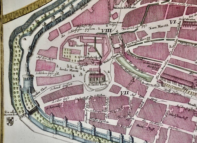 City View of Nuremberg, Germany: An 18th Century Hand-Colored Map by M ...