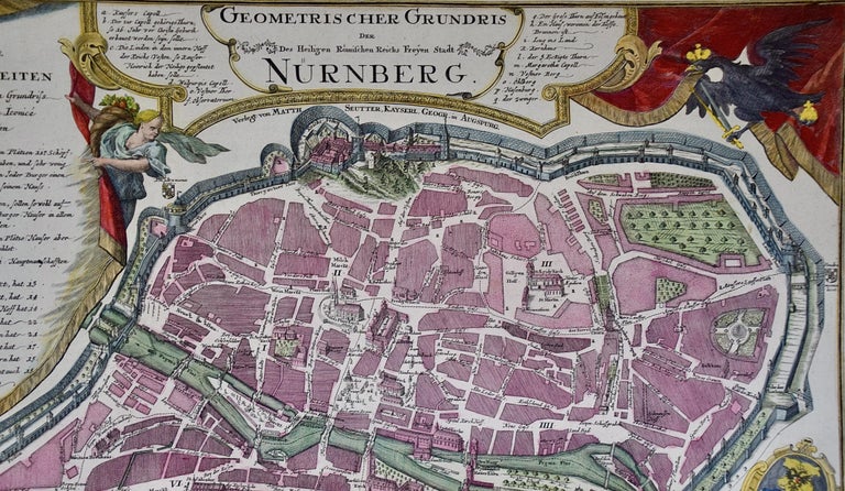 City View of Nuremberg, Germany: An 18th Century Hand-Colored Map by M ...