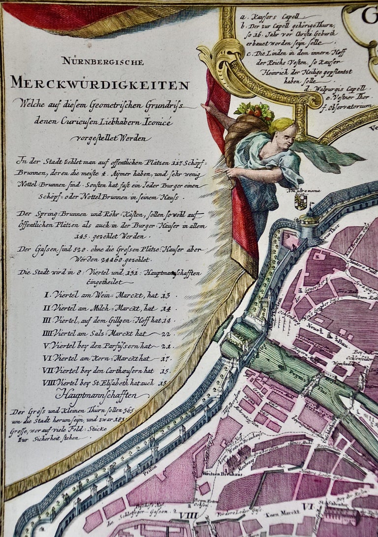 City View of Nuremberg, Germany: An 18th Century Hand-Colored Map by M ...