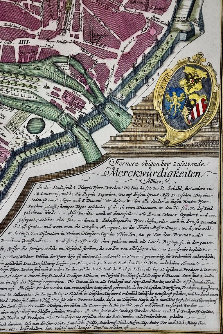 City View of Nuremberg, Germany: An 18th Century Hand-Colored Map by M ...