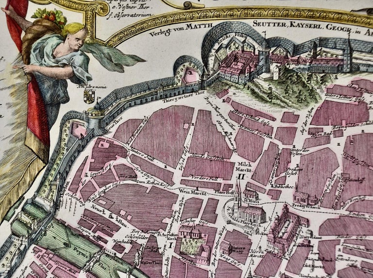 City View of Nuremberg, Germany: An 18th Century Hand-Colored Map by M ...