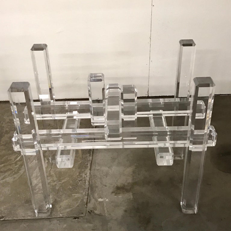 Cityscape Lucite Table Base in the Manner of Charles Hollis Jones For ...