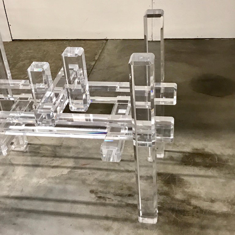 Cityscape Lucite Table Base in the Manner of Charles Hollis Jones For ...