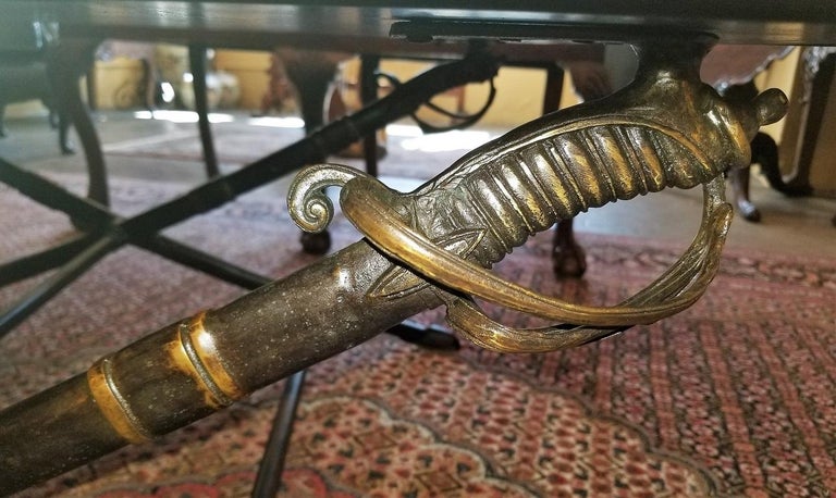 Civil War Themed Mahogany Games Table with Sword Legs at 1stDibs