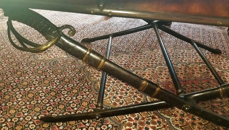 Civil War Themed Mahogany Games Table with Sword Legs at 1stDibs