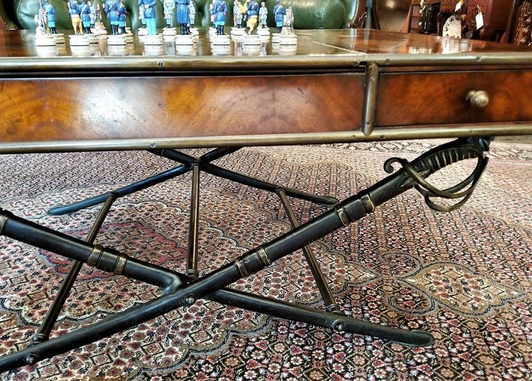 Civil War Themed Mahogany Games Table with Sword Legs at 1stDibs