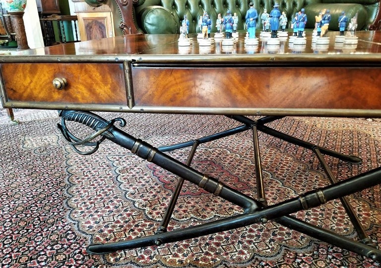 Civil War Themed Mahogany Games Table with Sword Legs at 1stDibs