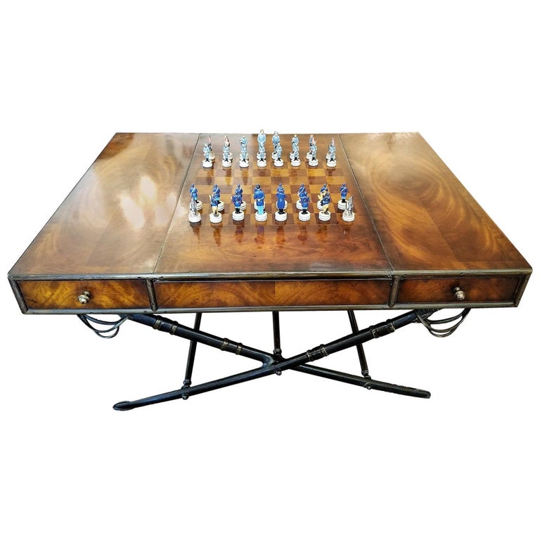 Civil War Themed Mahogany Games Table with Sword Legs at 1stDibs