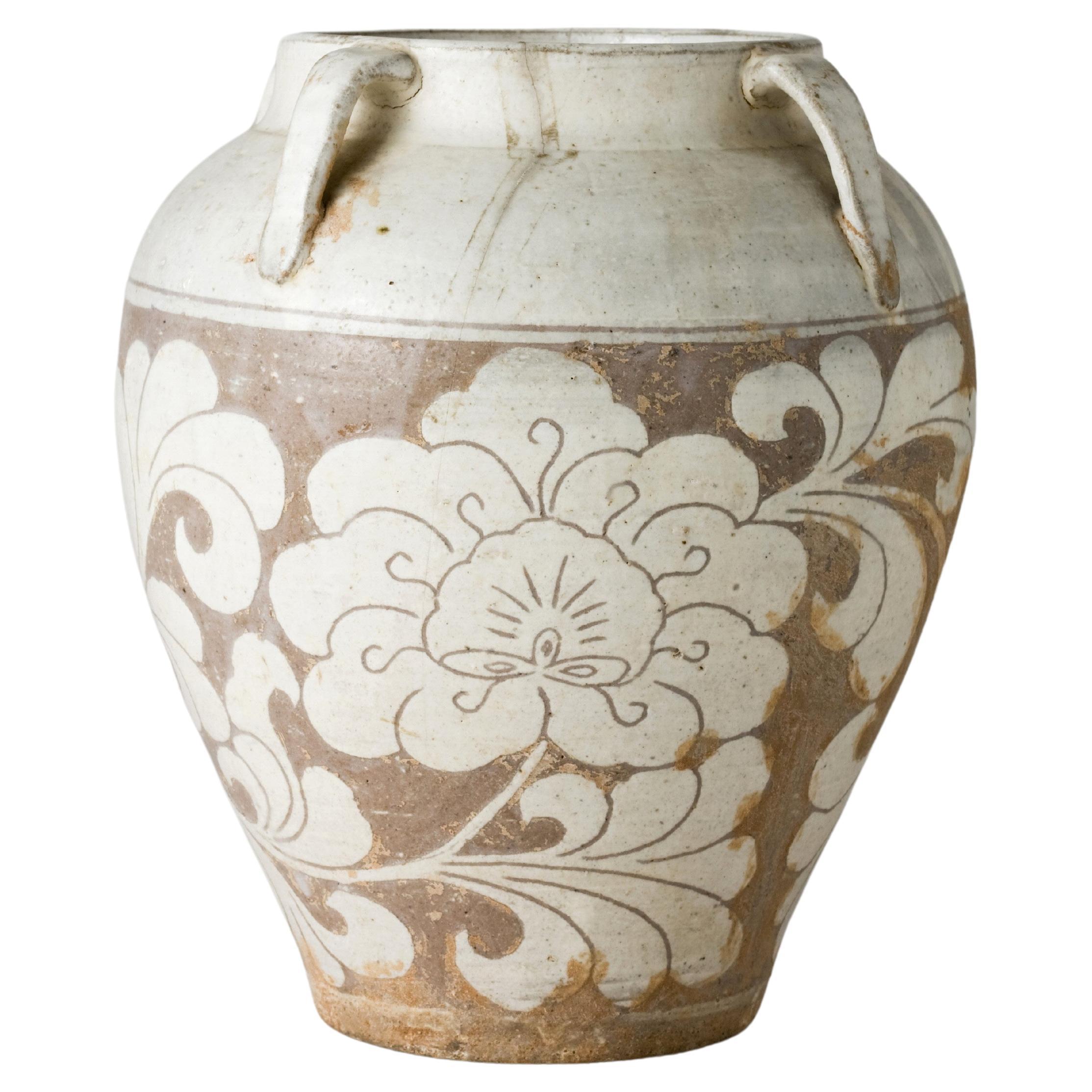 Cizhou Lotus Carved Jar, Song-Yuan dynasty For Sale at 1stDibs