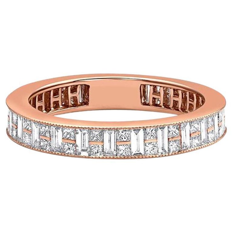 CJ Charles 18 Karat Pink Gold Channel Set Baguette and Princess Cut ...