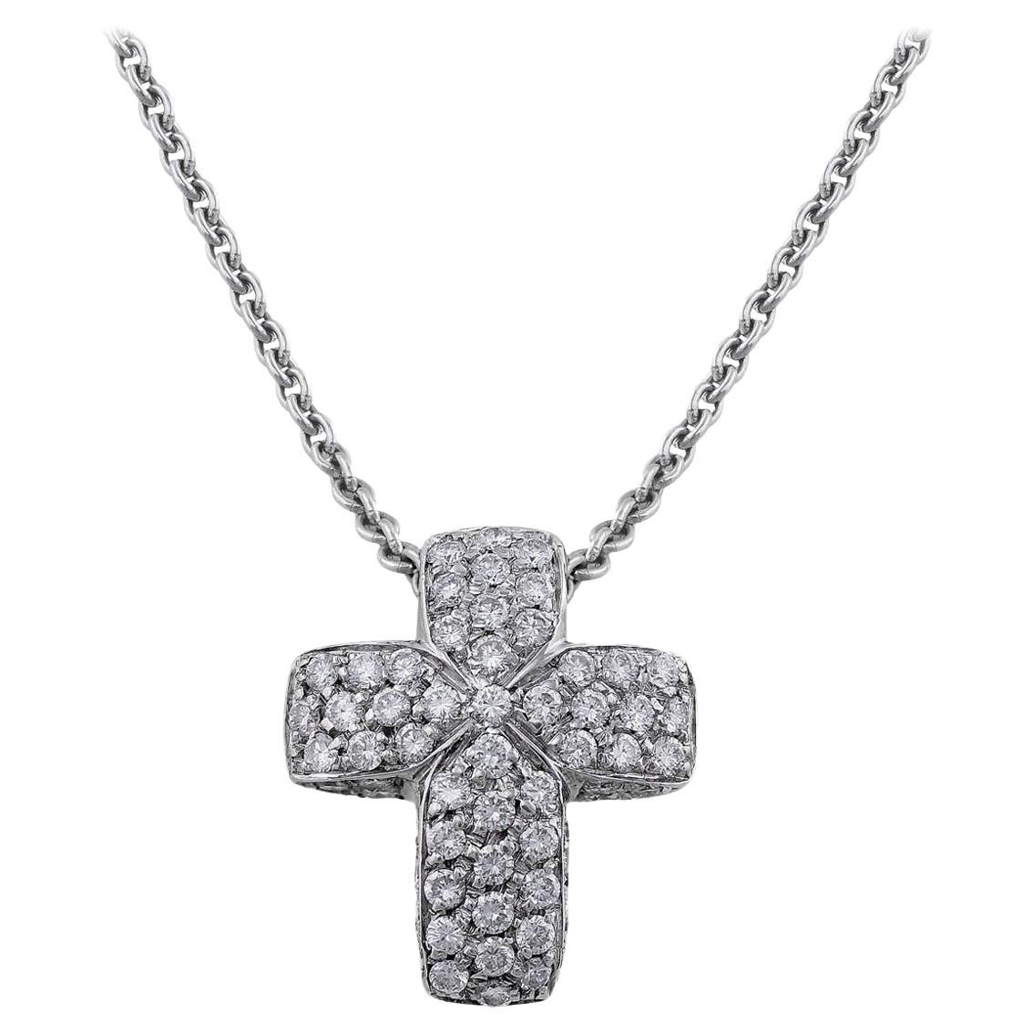 White Diamond Pave Cross Pendant For Sale at 1stDibs