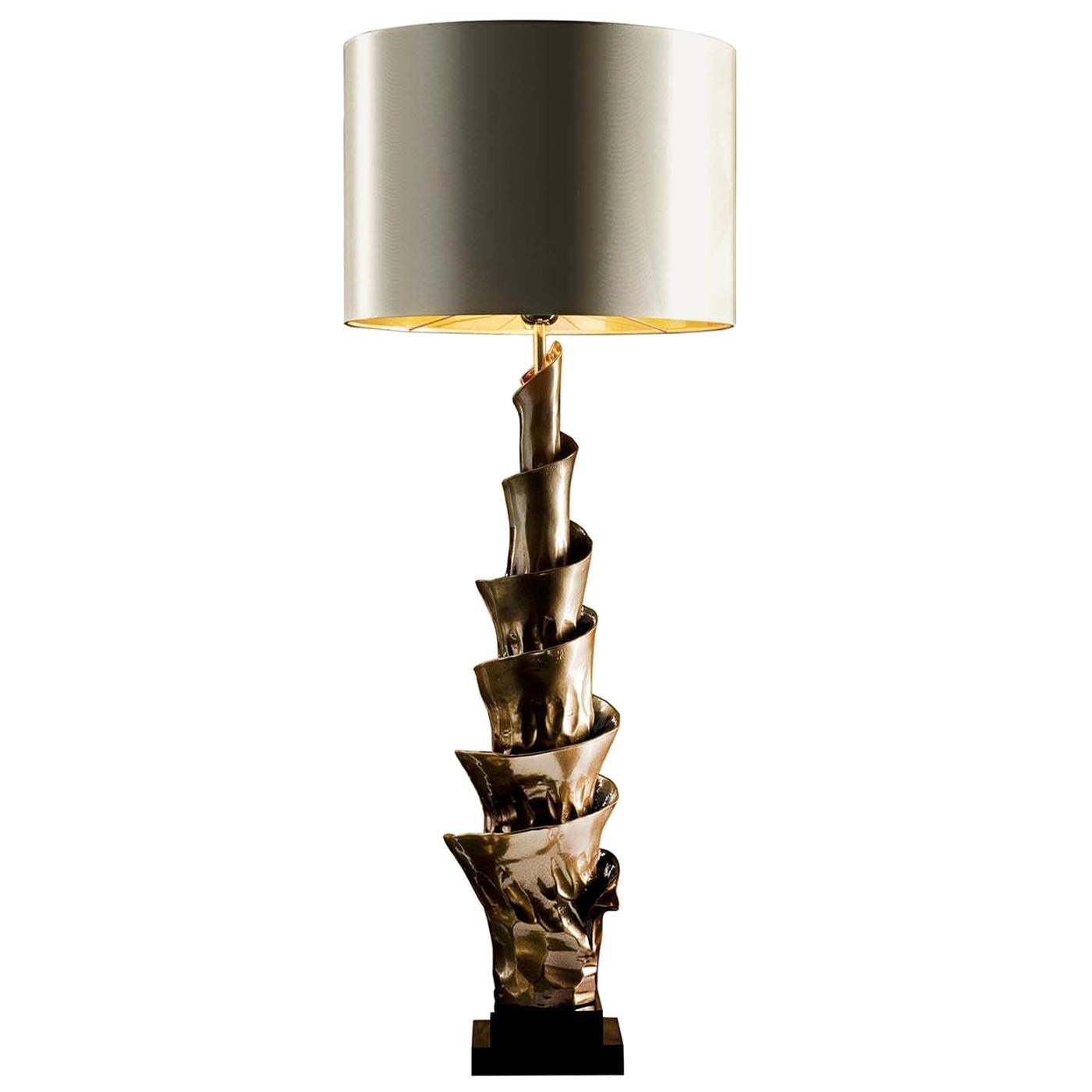 #1 Turned Lamp, Textured Handcrafted Table Lamp For Sale at 1stDibs
