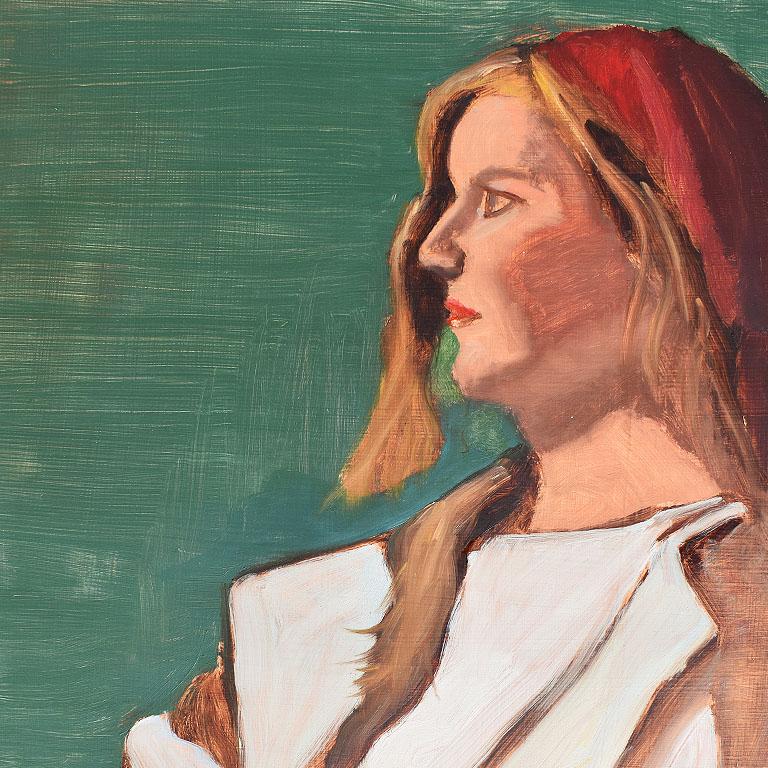 Clair Seglem Portrait Painting of a Woman in Green, 20th Century ...