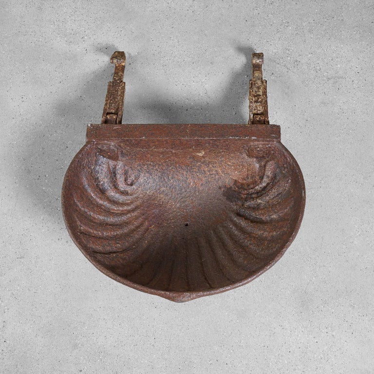 Cast and Wrought Iron Clamshell Vessel For Sale at 1stDibs