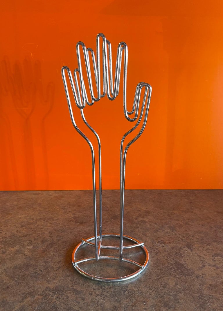 Clapping Hands Wire Sculpture Model / Paper Holder in Chrome For Sale ...