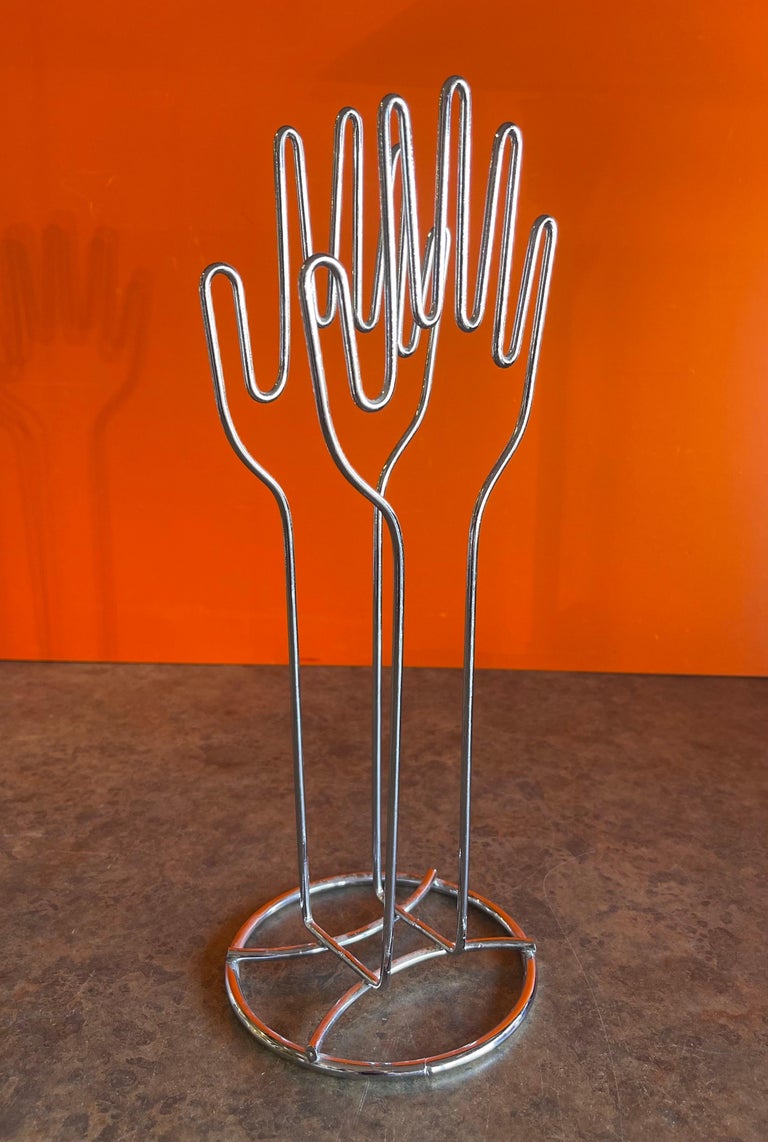 Clapping Hands Wire Sculpture Model / Paper Holder in Chrome For Sale ...