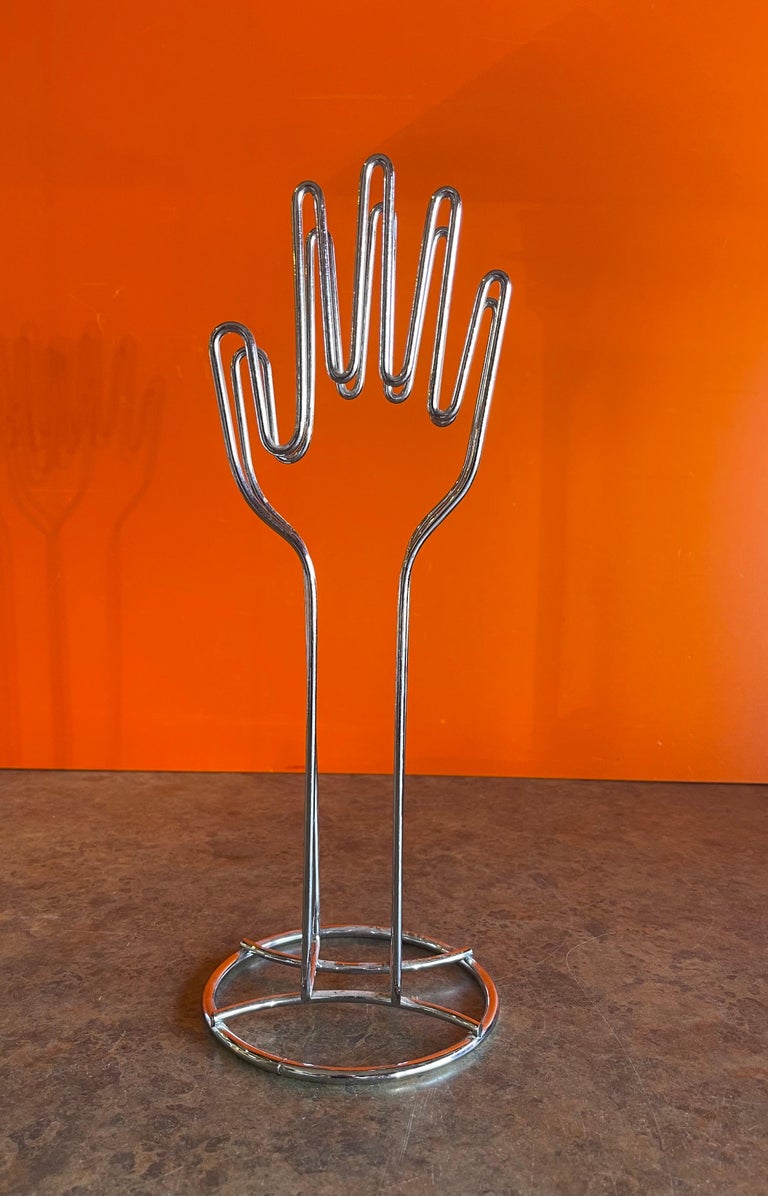 Clapping Hands Wire Sculpture Model / Paper Holder in Chrome For Sale ...
