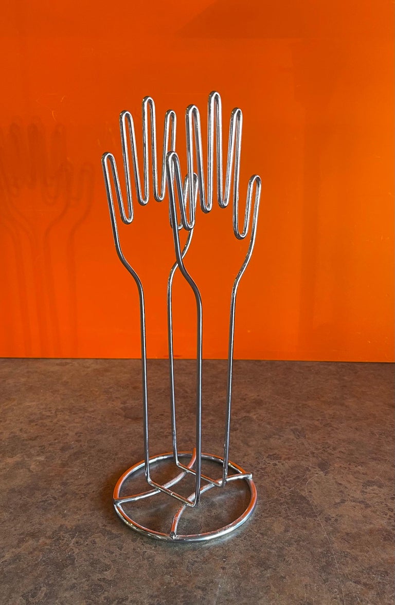 Clapping Hands Wire Sculpture Model / Paper Holder in Chrome For Sale ...