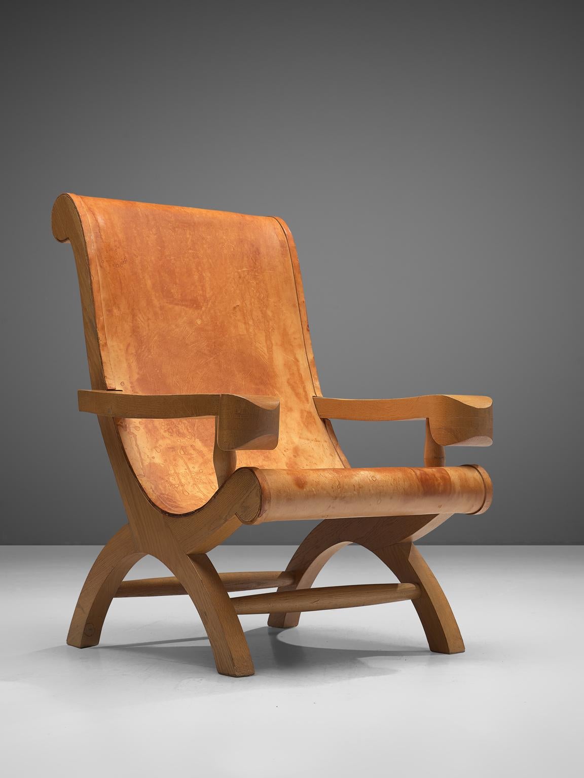 Clara Porset Butaque Lounge Chair in Cognac Leather For Sale at 1stDibs ...