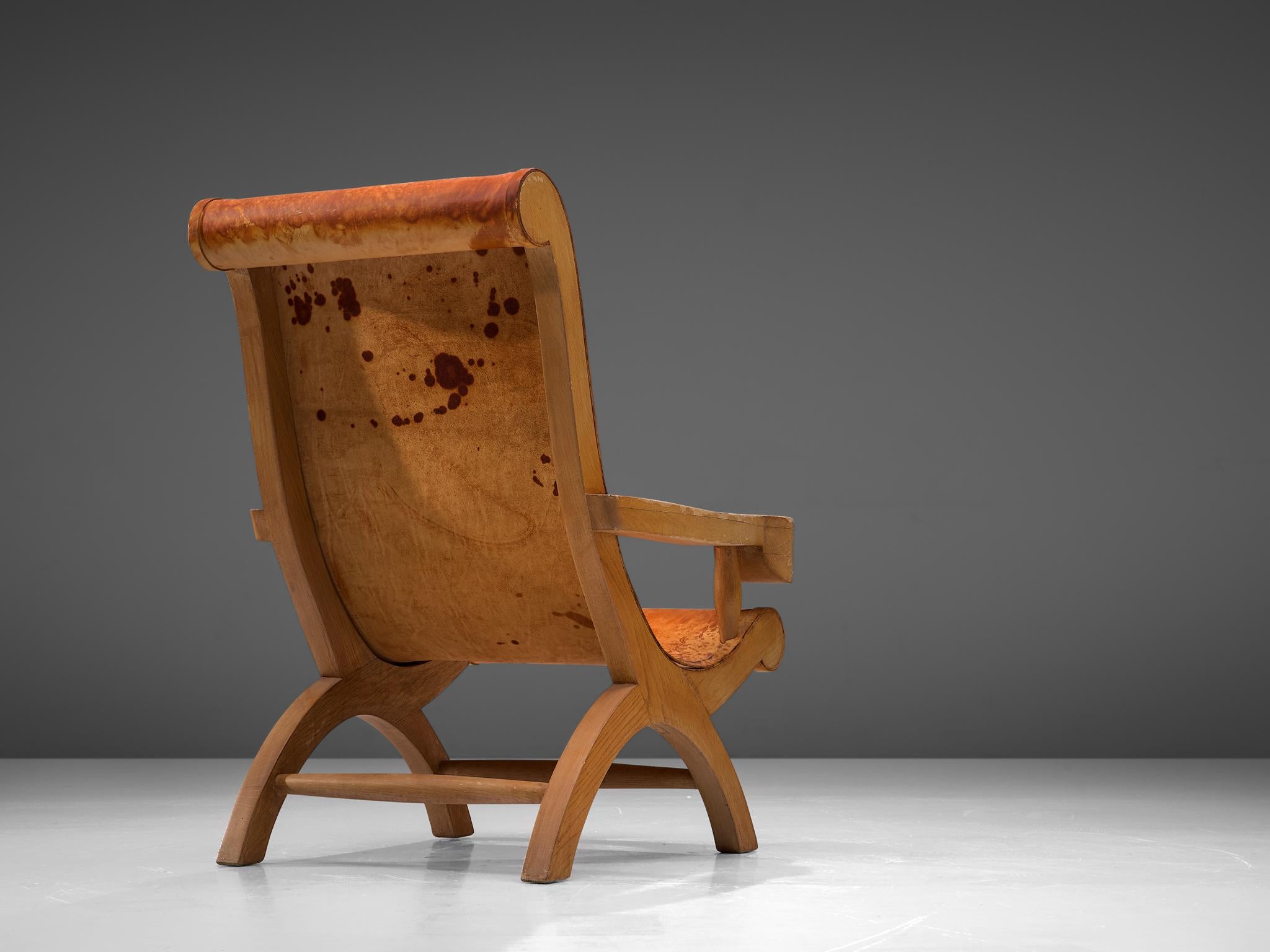 Clara Porset Butaque Lounge Chair in Cognac Leather For Sale at 1stDibs ...
