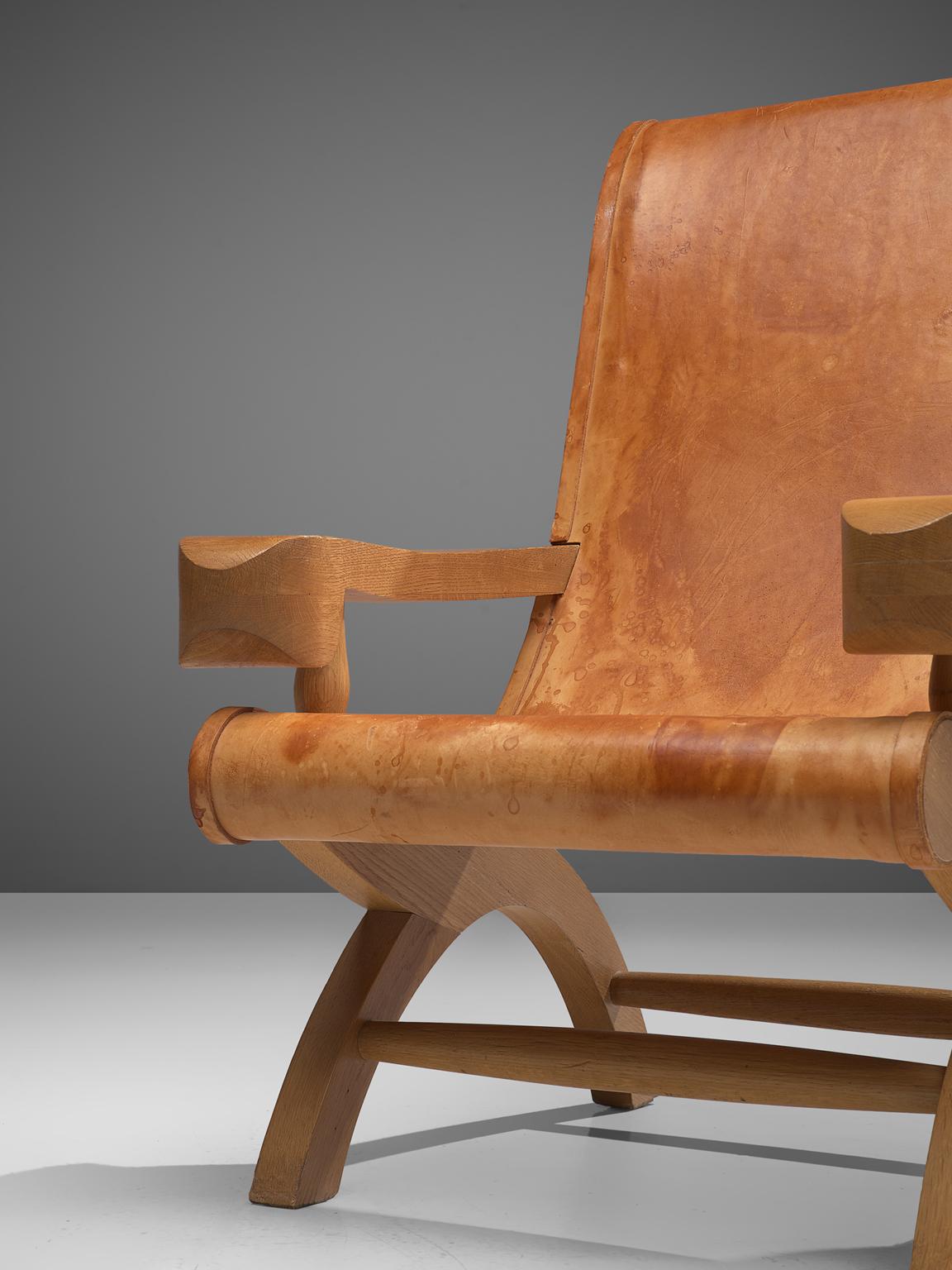 Clara Porset Butaque Lounge Chair in Cognac Leather For Sale at 1stDibs ...