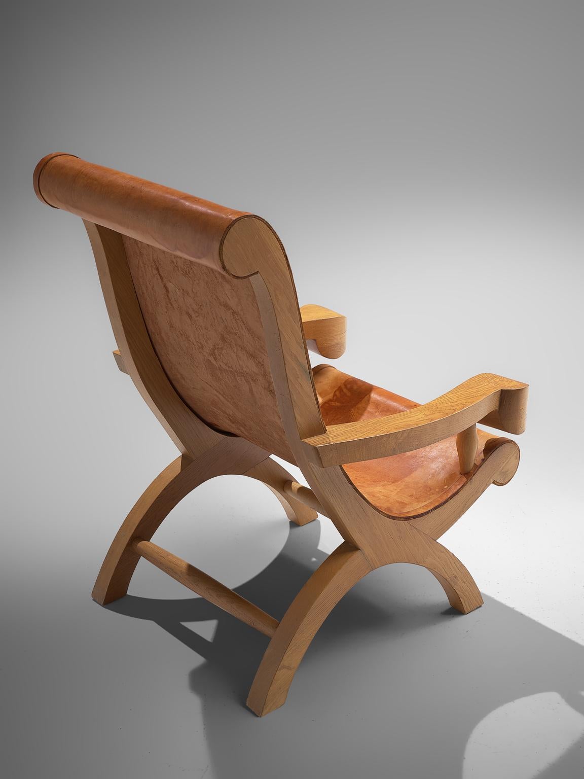 Clara Porset Butaque Lounge Chair in Cognac Leather For Sale at 1stDibs ...