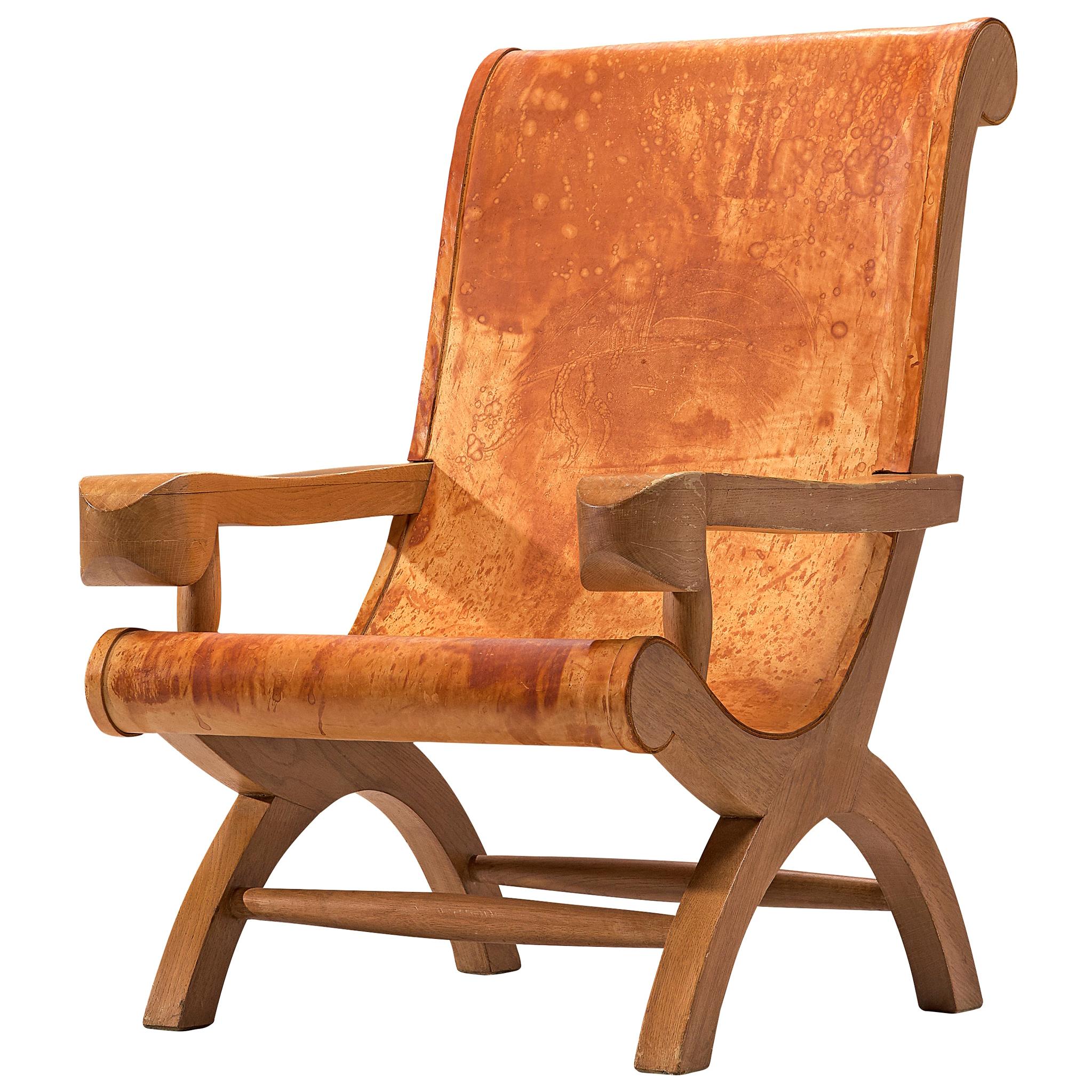 Clara Porset Butaque Lounge Chair in Cognac Leather For Sale at 1stDibs ...