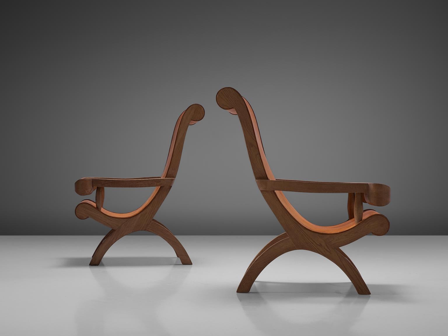 Clara Porset Pair of Butaque Lounge Chairs in Cognac Leather For Sale ...